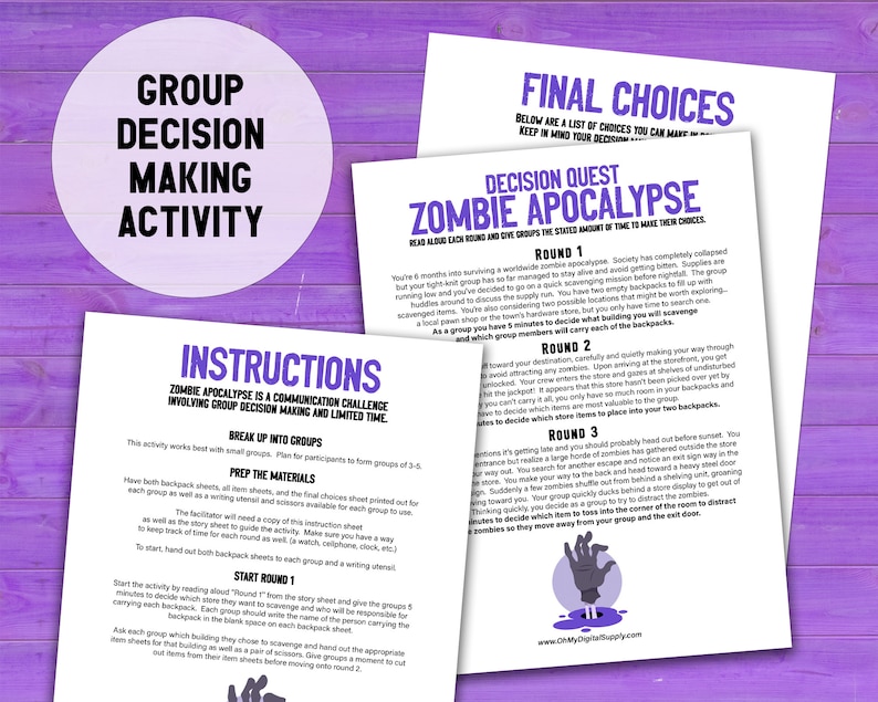 Decision Quest: Zombie Apocalypse, Printable Team-building Activity ...