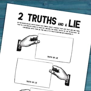 2 Truths and a Lie Printable Icebreaker Game & Team-building Activity ...