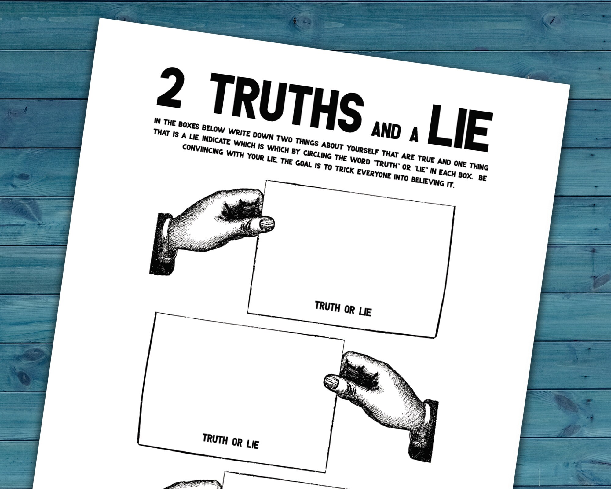 2 Truths and a Lie Printable Group Communication Game | Group Ice Breaker Activity Worksheet ...