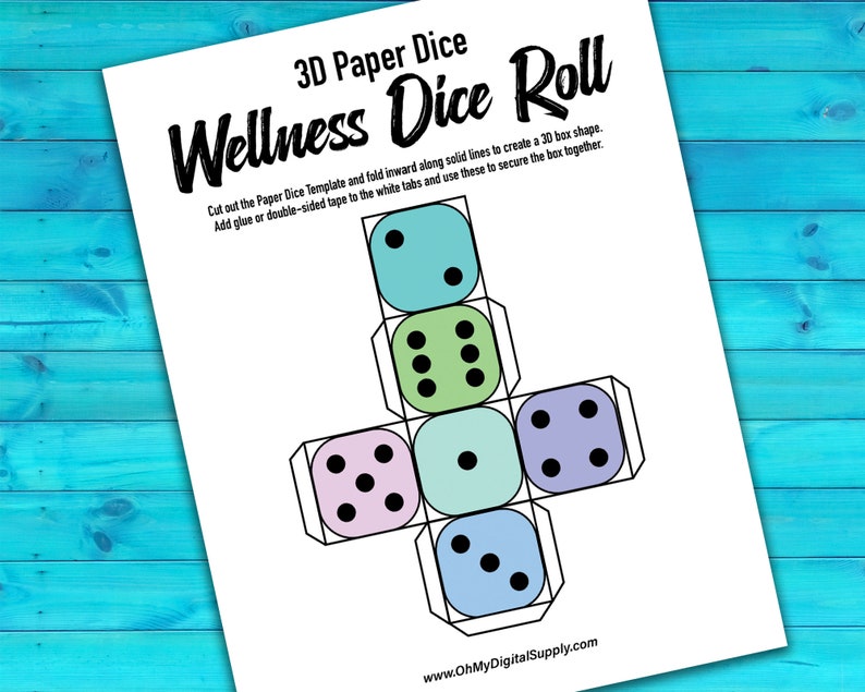 Wellness Dice Roll Printable Decision Making Game, Self Care and Self ...