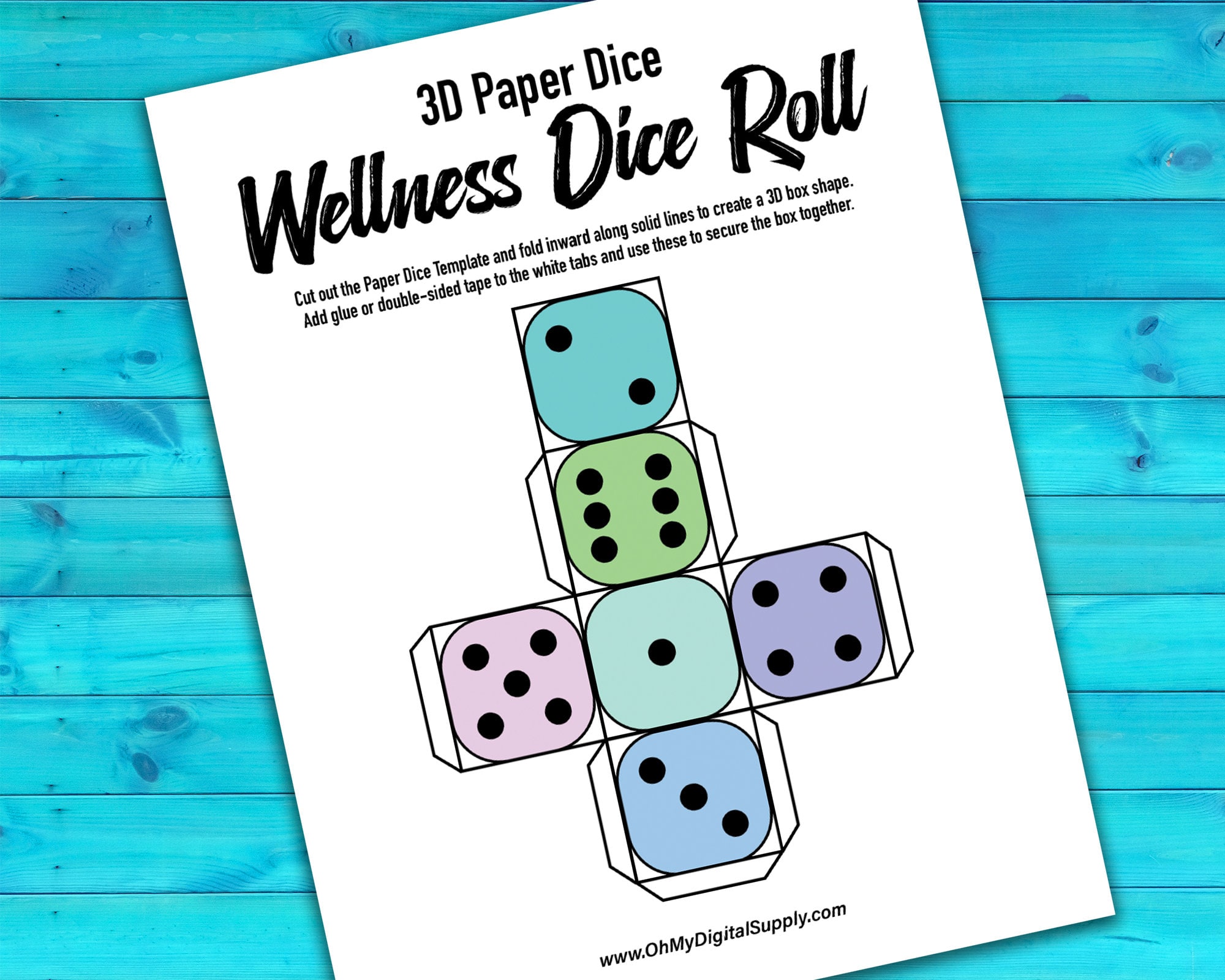 Wellness Dice Roll Printable Decision Game, Dice Roll Wellness Activity ...