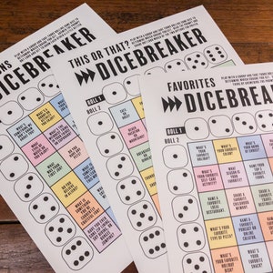 Dicebreaker Dice Roll Printable Icebreaker Questions Game, Dice Roll ...