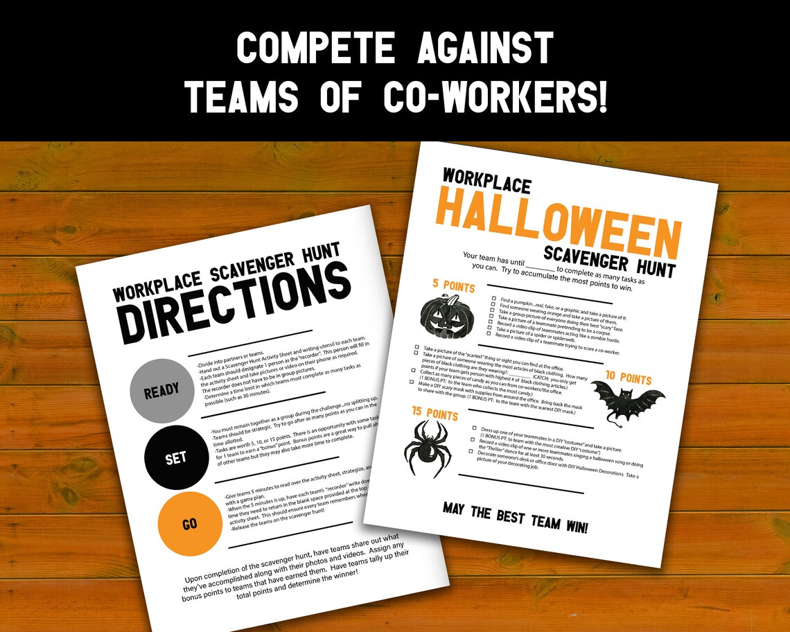 Halloween Workplace Scavenger Hunt Printable Team Competition | Etsy