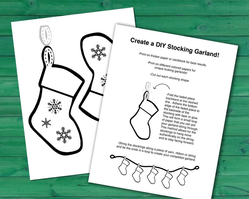 Christmas Stockings DIY Paper Garland Printable Holiday Garland Paper ...