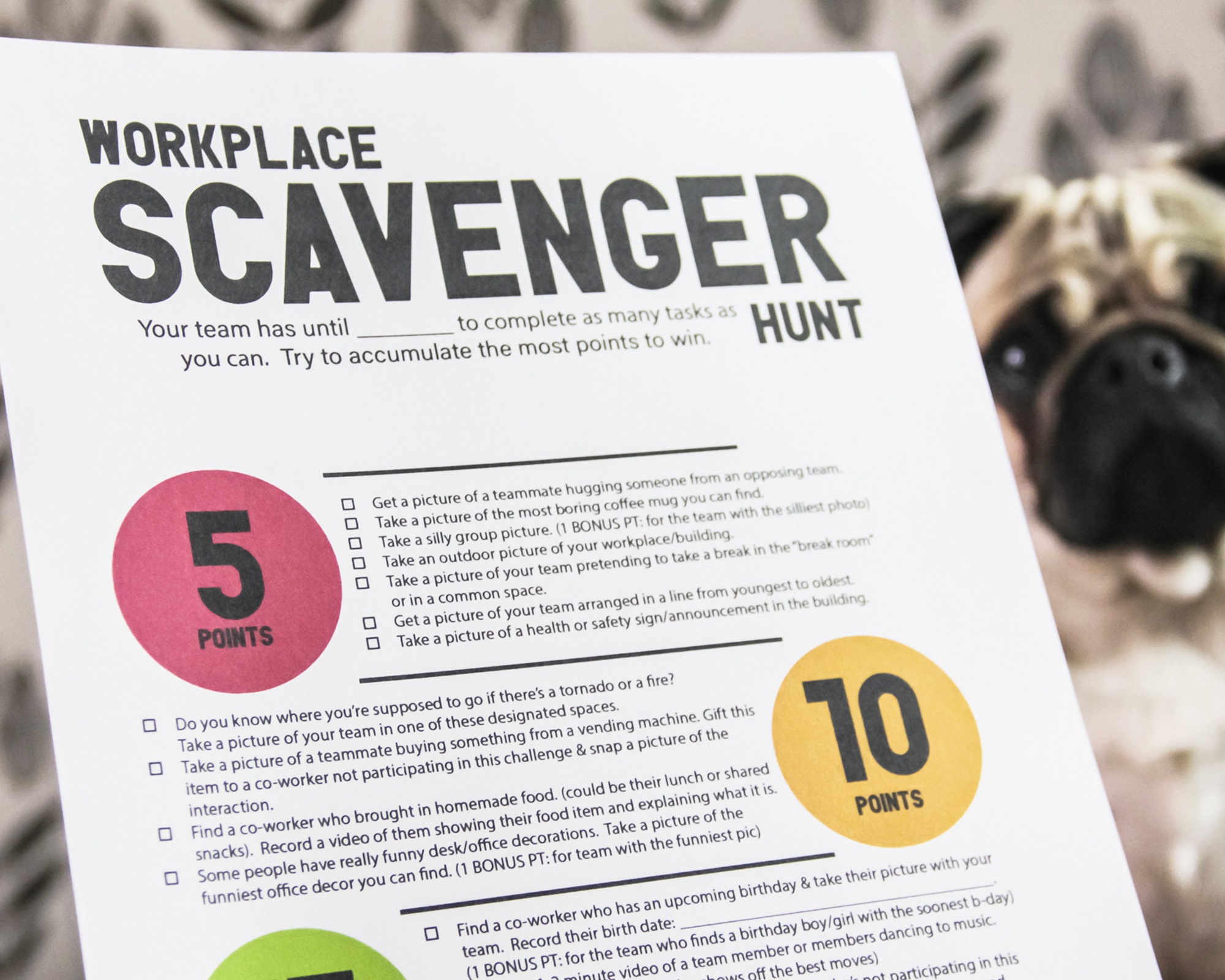 Workplace Team Building Scavenger Hunt Printable Activity, Office ...