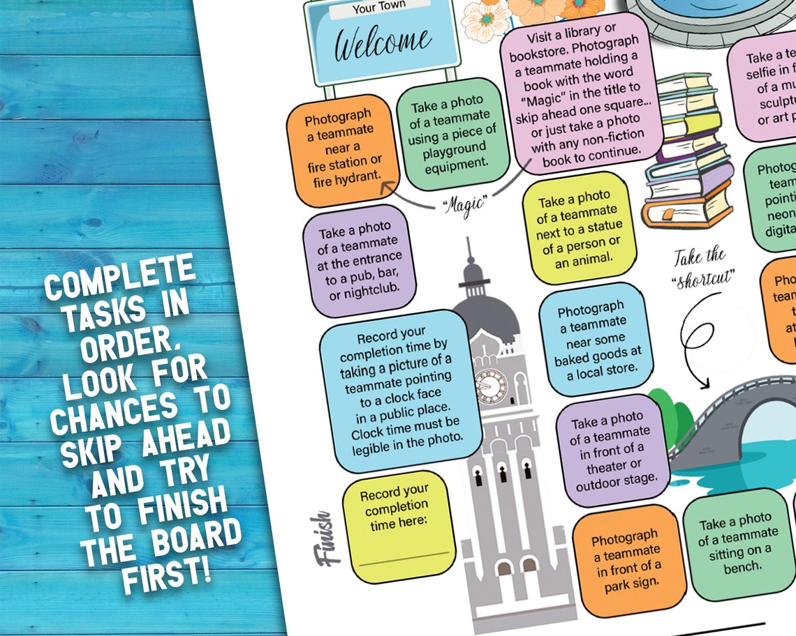 Around Town Team Scavenger Hunt Printable Activity, Competitive ...