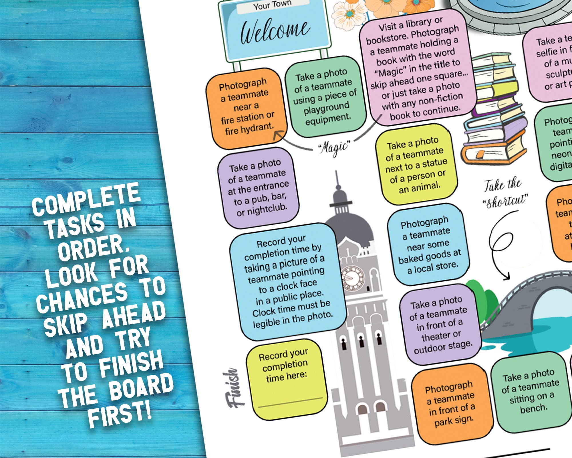 Around Town Team Scavenger Hunt Printable Activity, Group Team Building ...