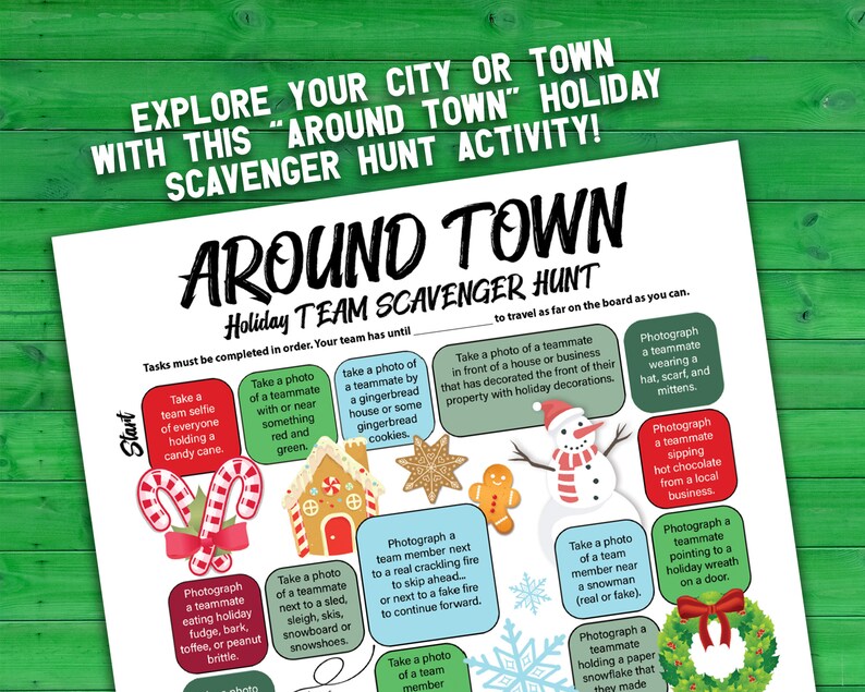 Around Town Christmas Holiday Scavenger Hunt Printable, Competitive ...