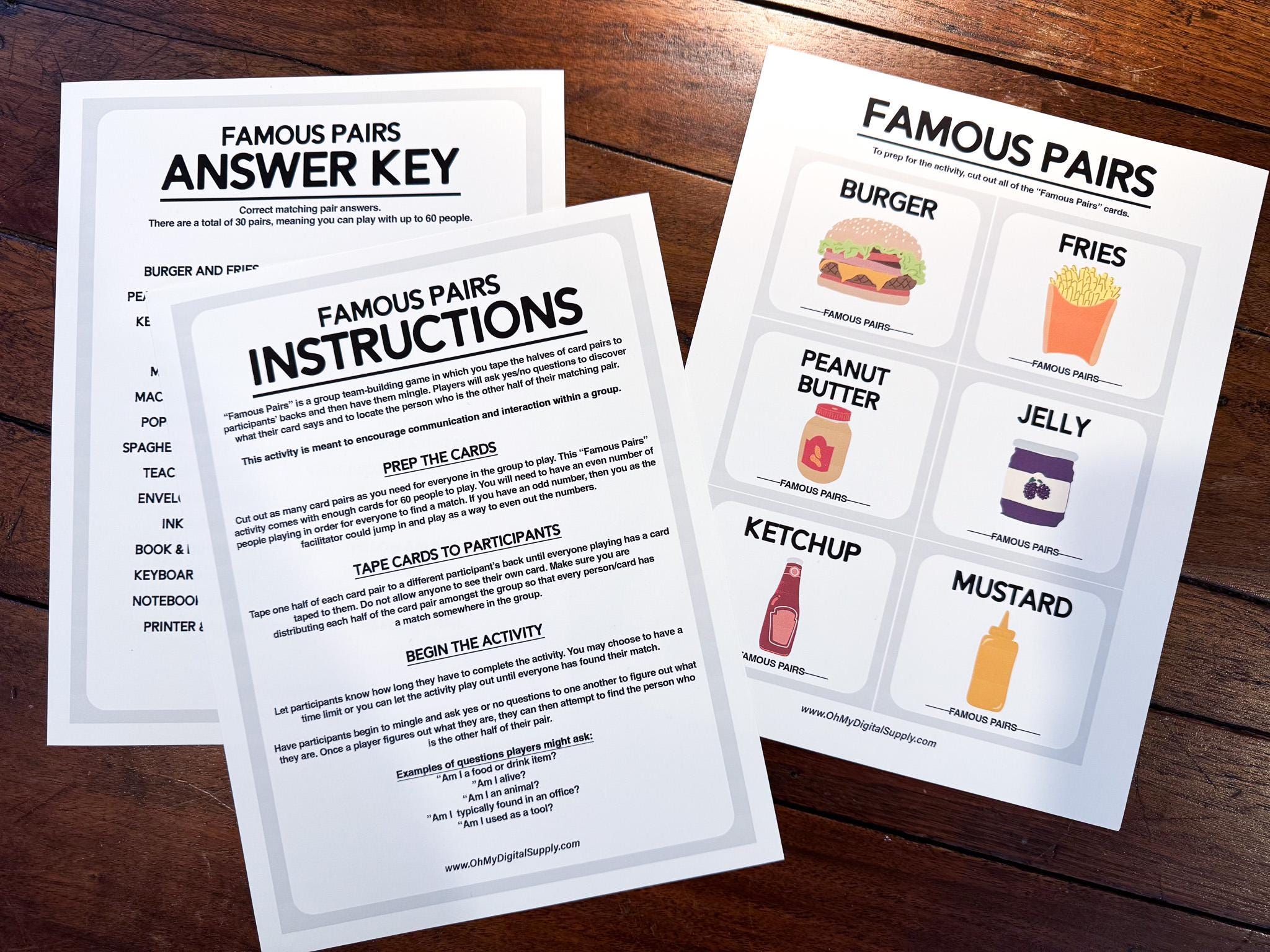 Famous Pairs Large Group Icebreaker, Mingle Activity, Networking & Team ...