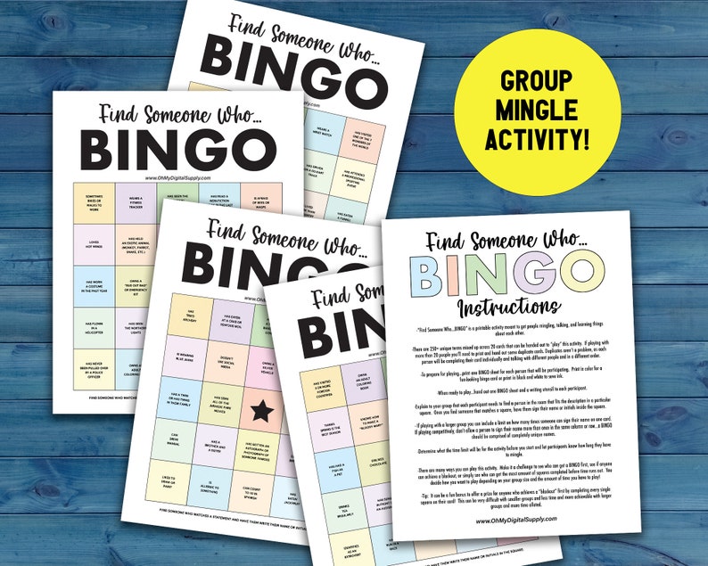 Find Someone BINGO Group Activity Ice Breaker Printable | Get to Know ...