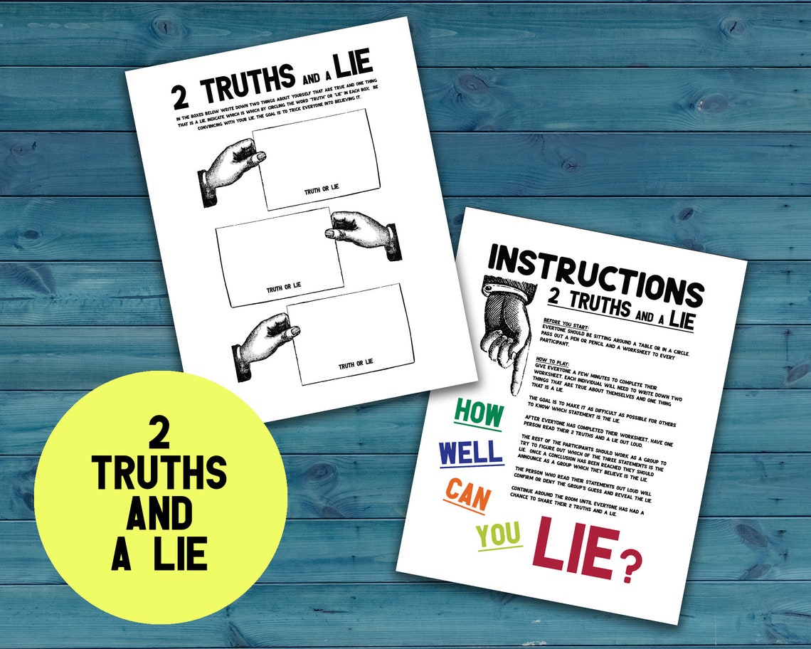 2 Truths and a Lie Printable Group Communication Game Group - Etsy