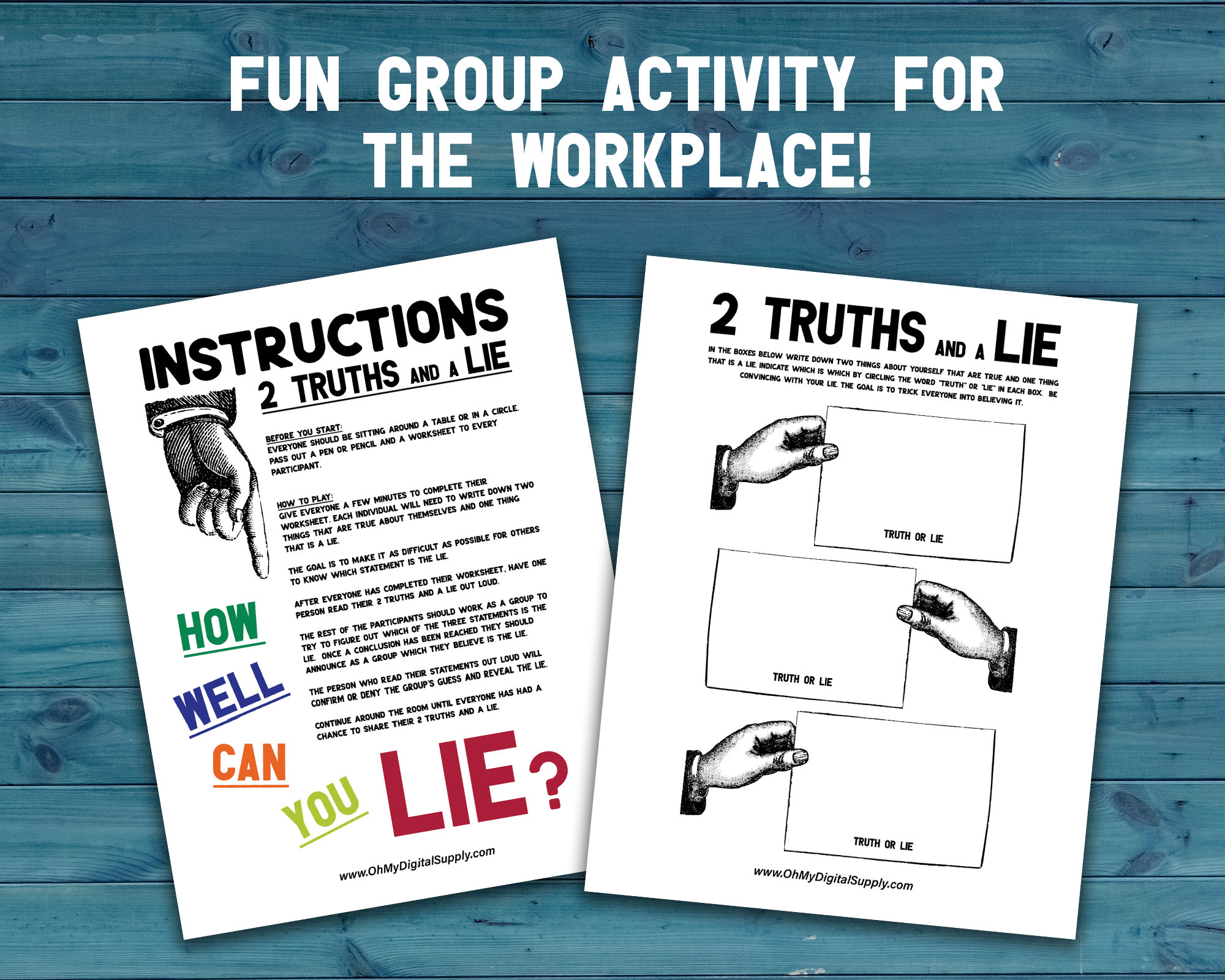 2 Truths and a Lie Printable Group Communication Game | Group Ice Breaker Activity Worksheet ...