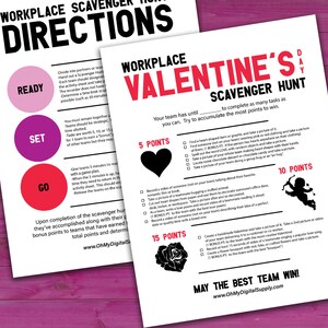 Valentine's Day Workplace Scavenger Hunt Printable Team Building ...