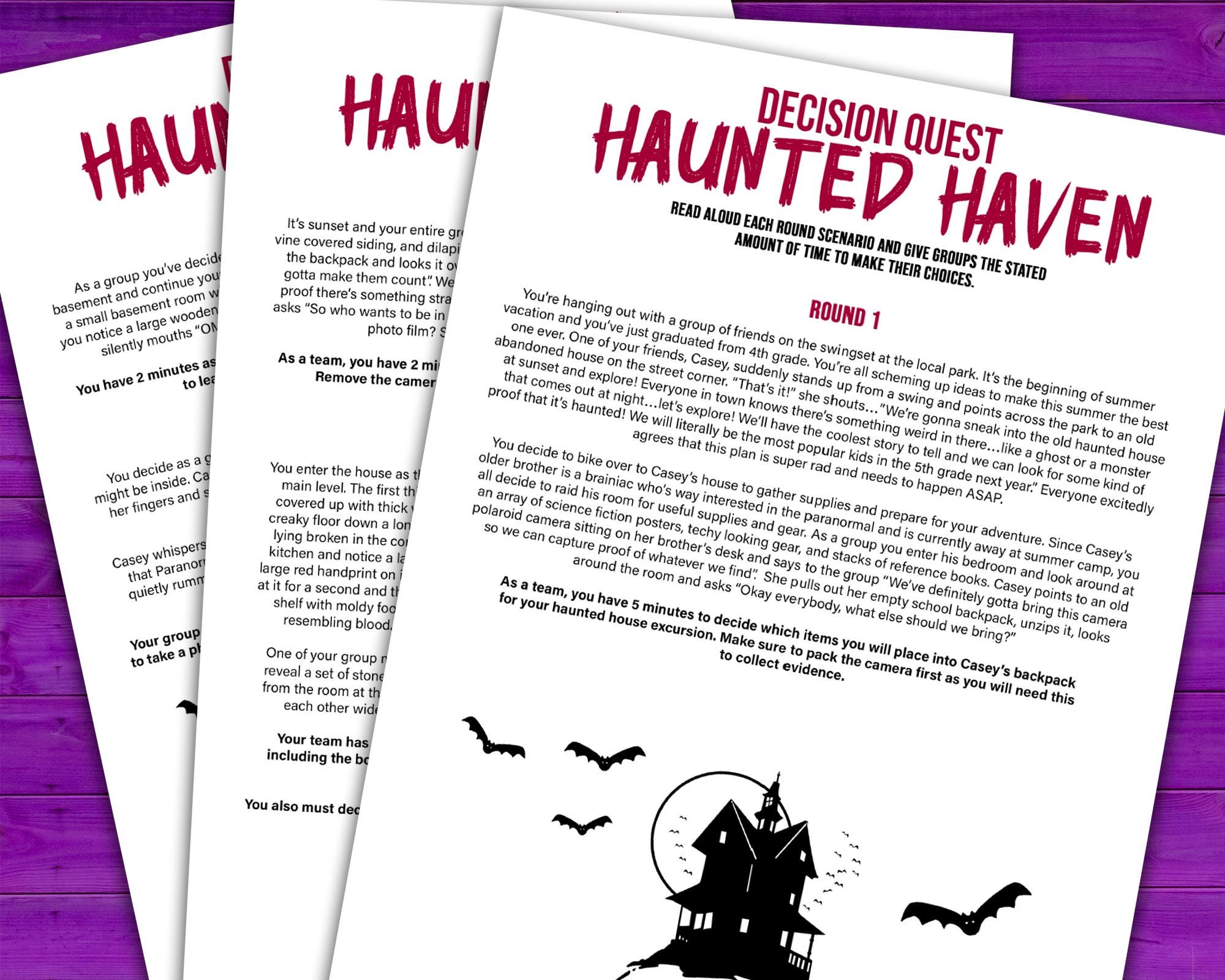 Decision Quest: Haunted Haven, Printable Halloween Team Building ...