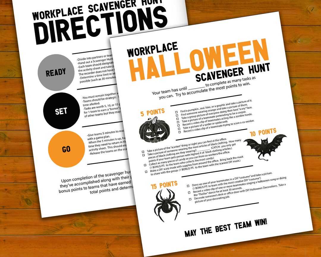 Halloween Workplace Scavenger Hunt Printable Team Competition - Etsy