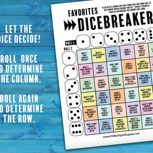 Dicebreaker Dice Roll Printable Icebreaker Questions Game, Dice Roll ...