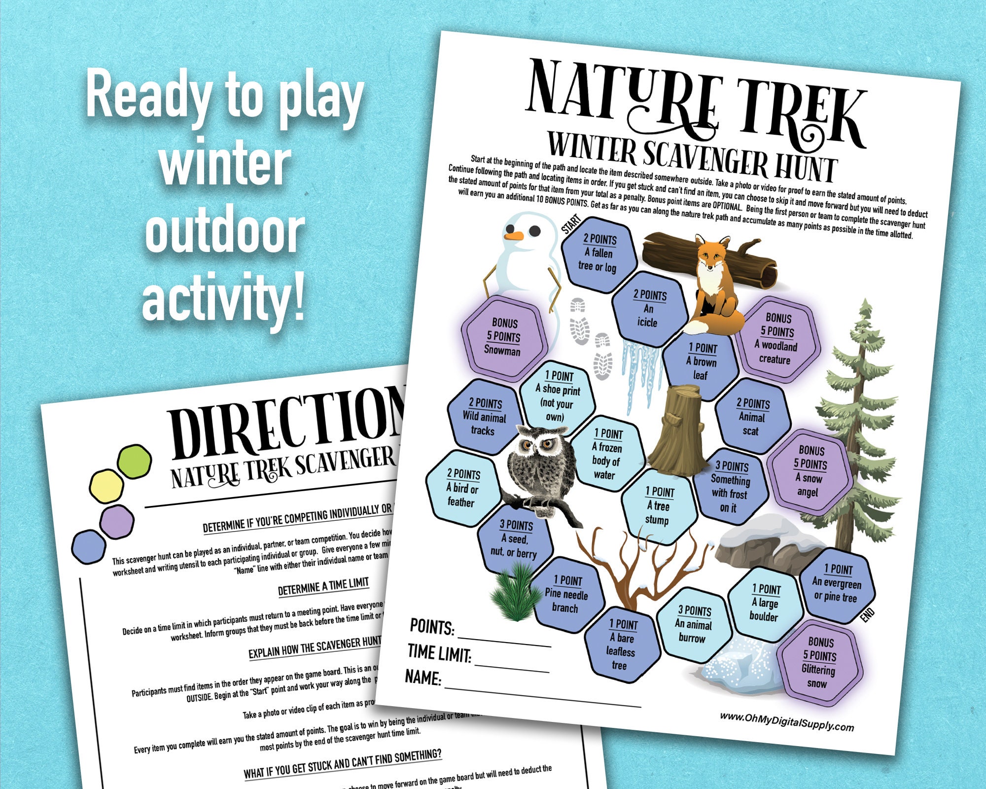 Nature Trek Seasonal Scavenger Hunt Bundle, Outdoor Printable Activity ...
