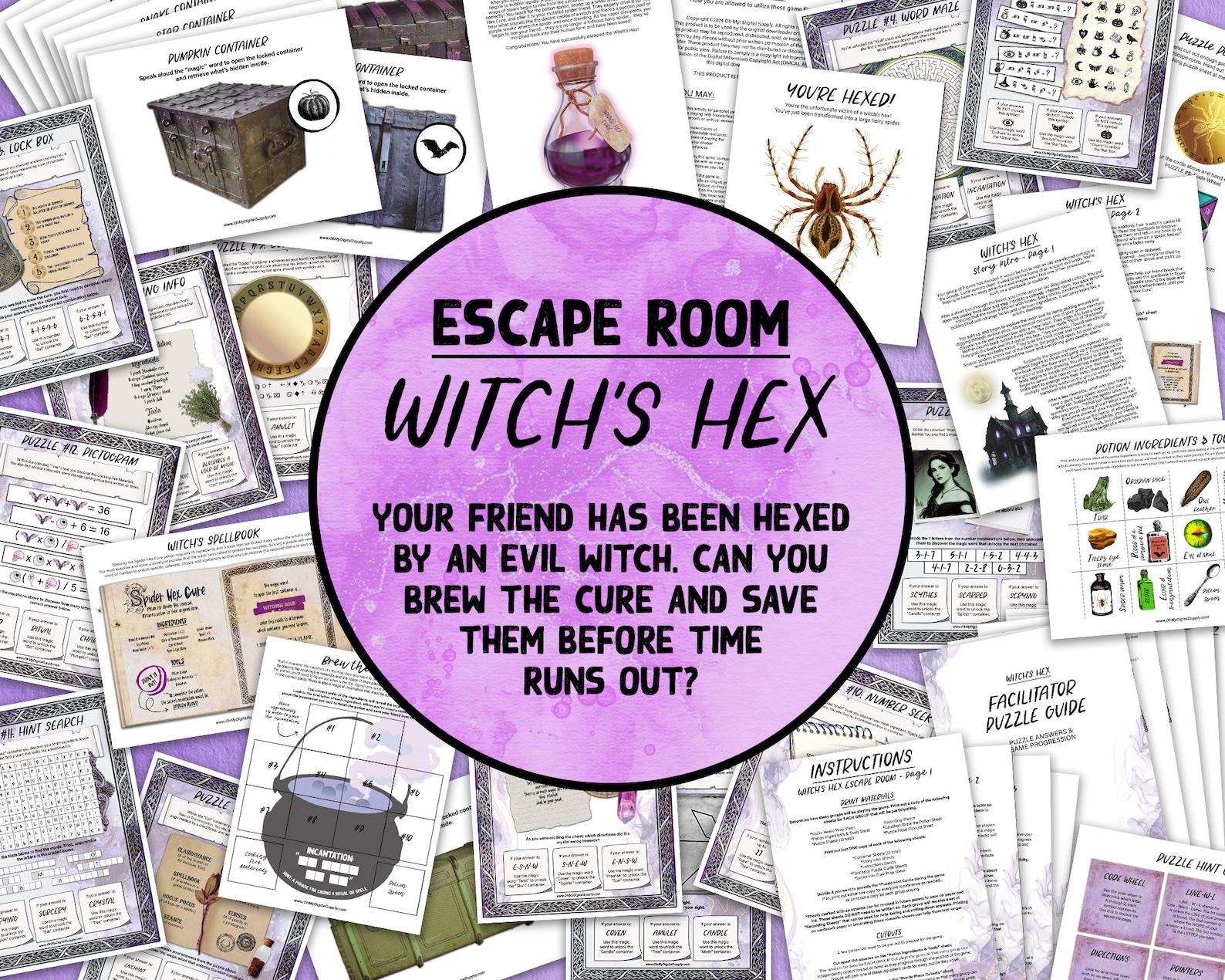 Escape Room: Witch's Hex, 1 Hour Halloween Group Team Building Activity ...