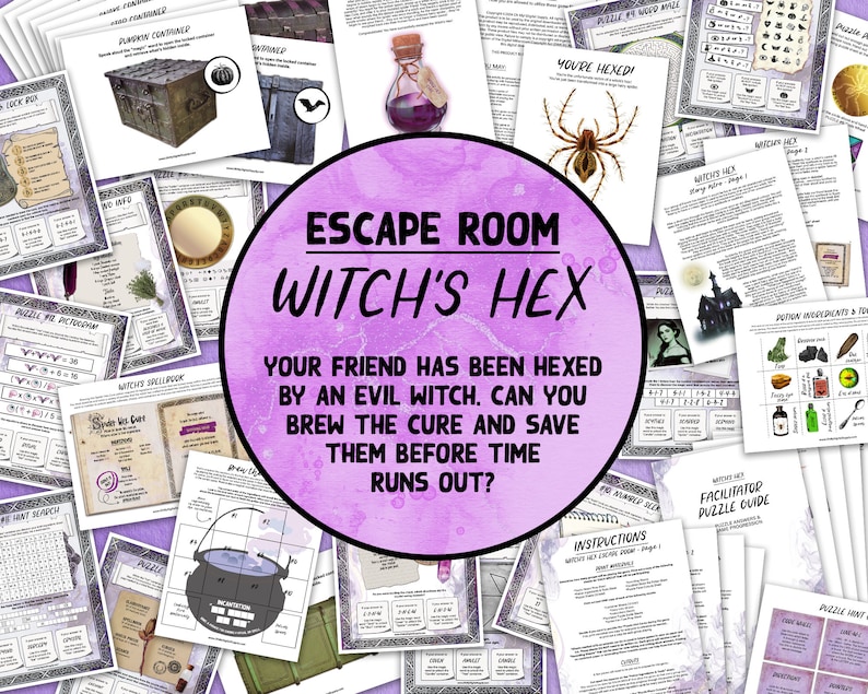 Escape Room: Witch's Hex, 1 Hour Halloween Group Team Building Activity ...