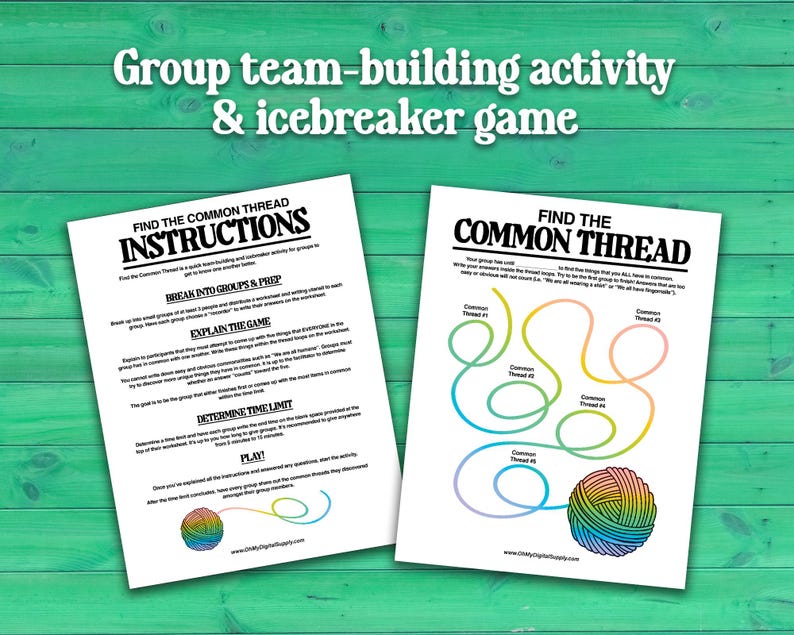 Find the Common Thread Printable Team Building Activity, Quick Group ...