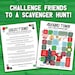 Around Town Holiday Team Scavenger Hunt Printable Activity, Competitive ...