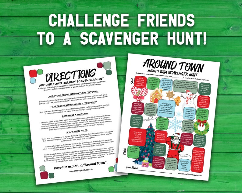 Around Town Christmas Holiday Scavenger Hunt Printable, Competitive ...
