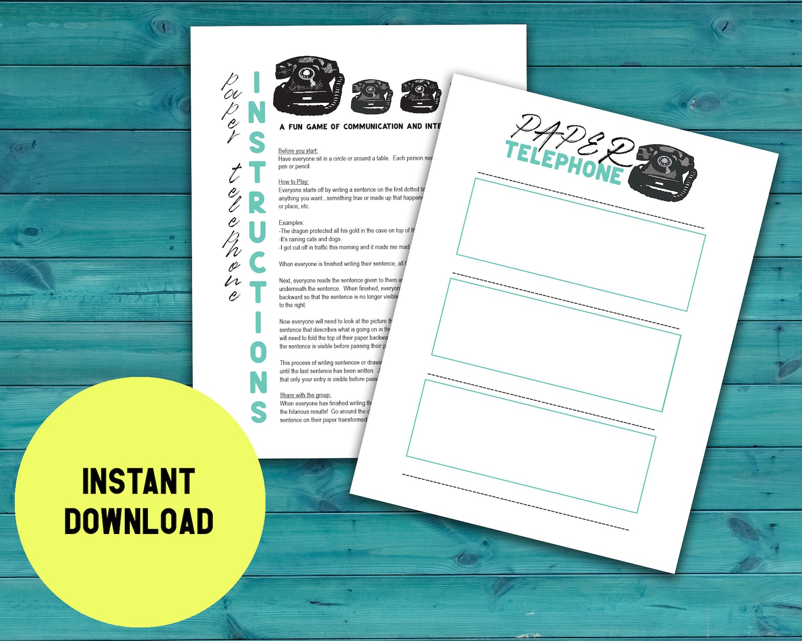 Paper Telephone Printable Group Communication Game Telephone | Etsy