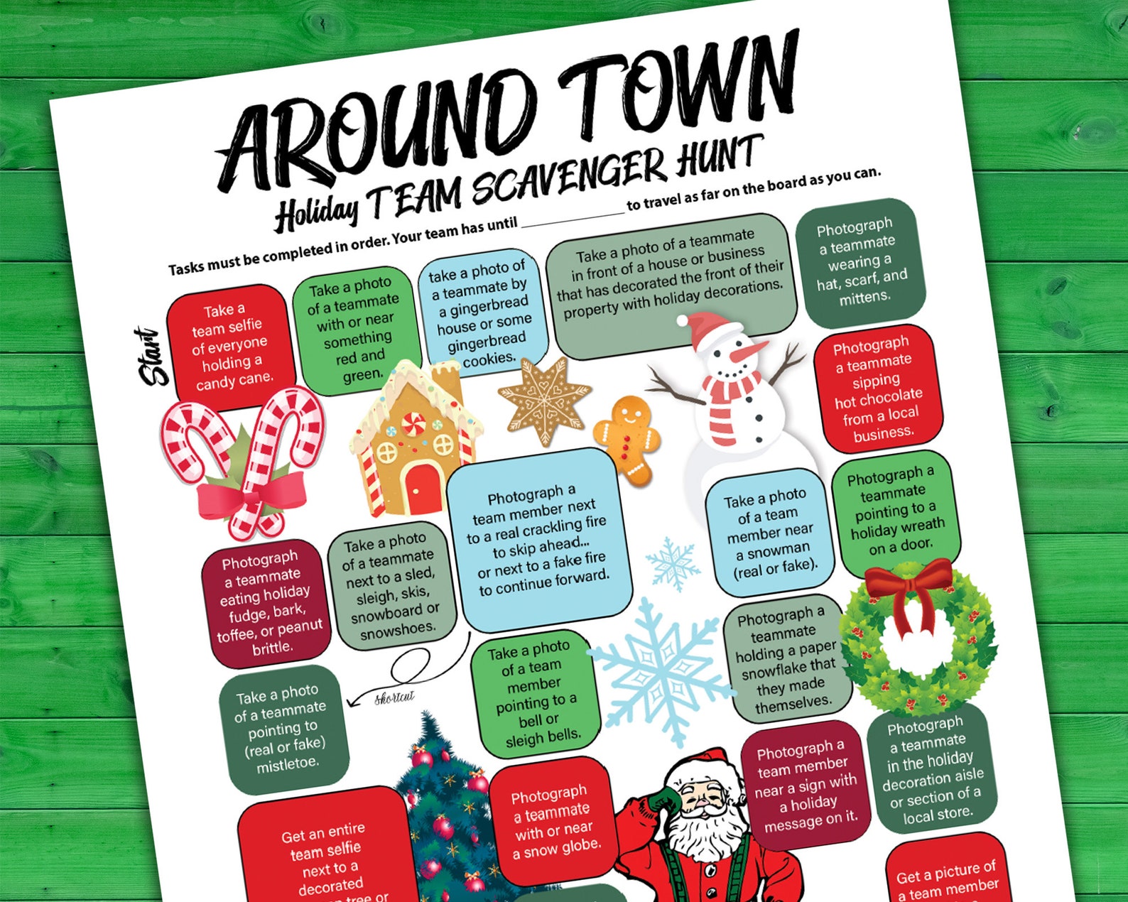 Around Town Holiday Team Scavenger Hunt Printable Activity, Competitive ...