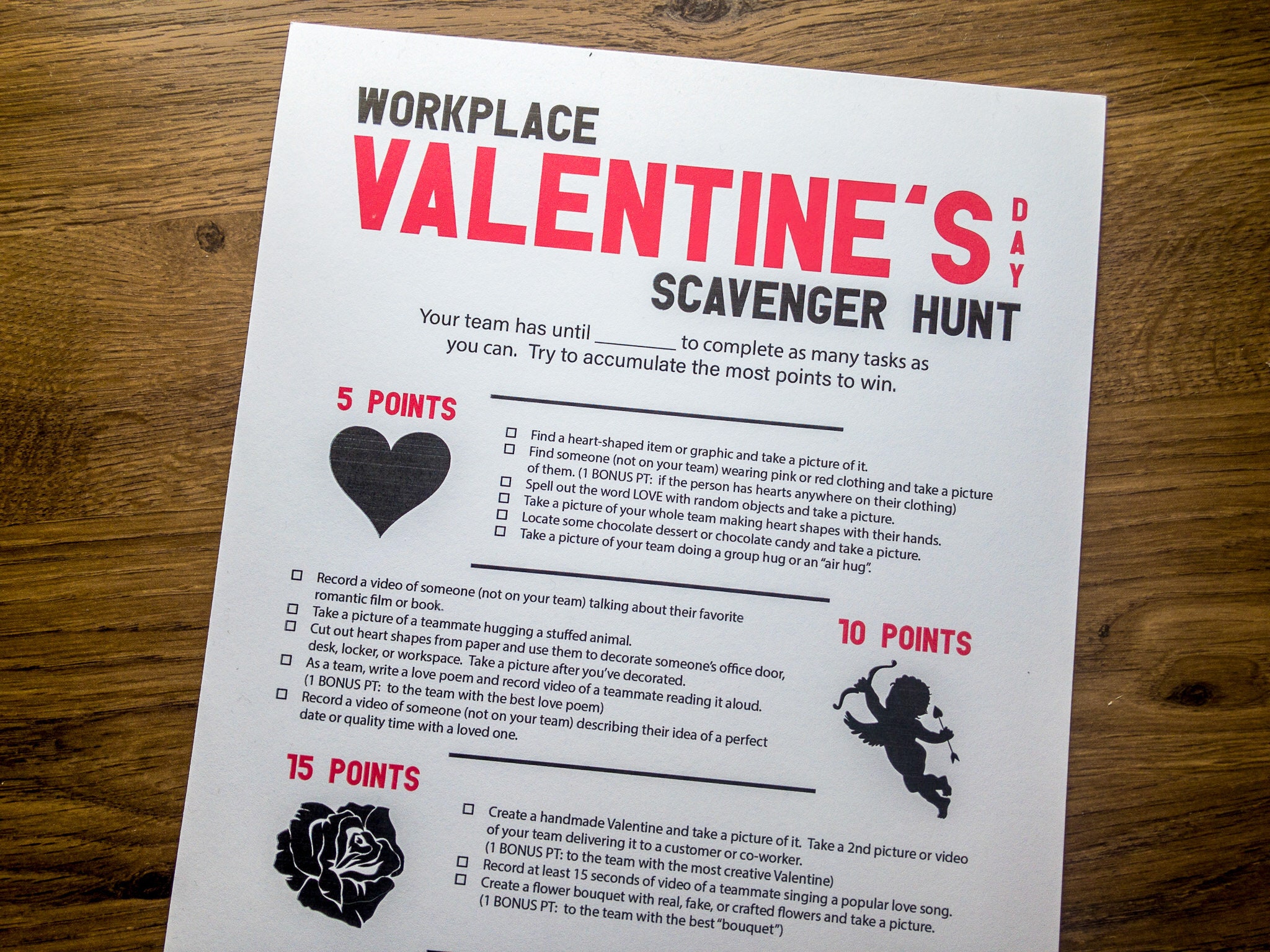 Valentine's Day Workplace Scavenger Hunt Printable Team Building ...
