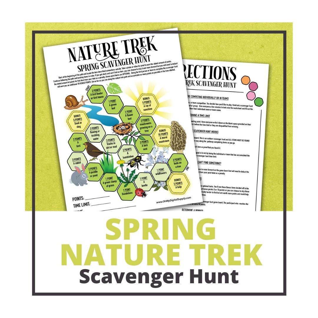 Nature Trek Outdoor Spring Scavenger Hunt Printable Activity ...