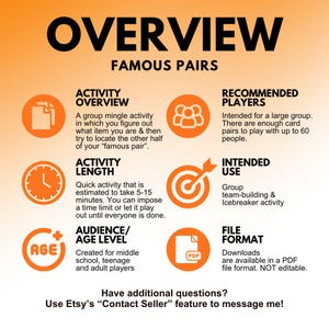 Famous Pairs Large Group Icebreaker, Mingle Activity, Networking & Team ...