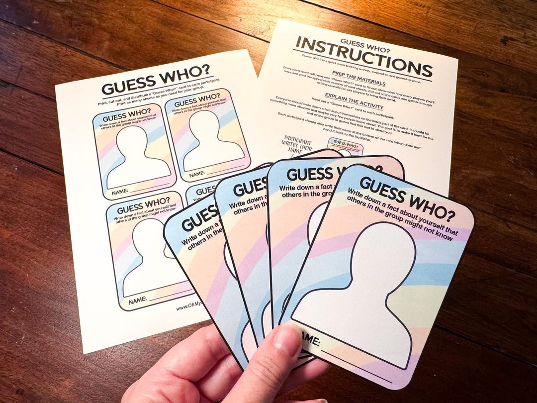 Guess Who? Printable Team Building Card Game & Quick Group Icebreaker ...