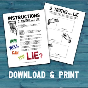 2 Truths and a Lie Printable Icebreaker Game & Team-building Activity ...