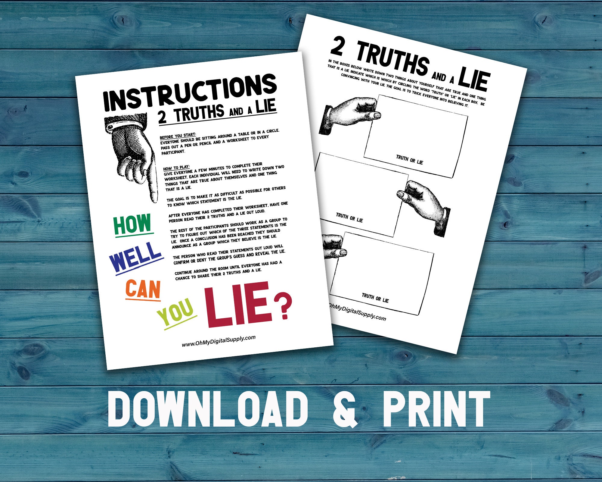 2 Truths and a Lie Printable Icebreaker Game & Team-building Activity ...