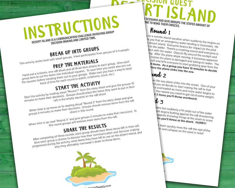 Decision Quest: Desert Island, Printable Team-building Game, Group ...