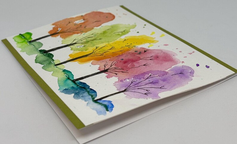You Choose the Occasion - Handmade Watercolor Card of Trees - Etsy