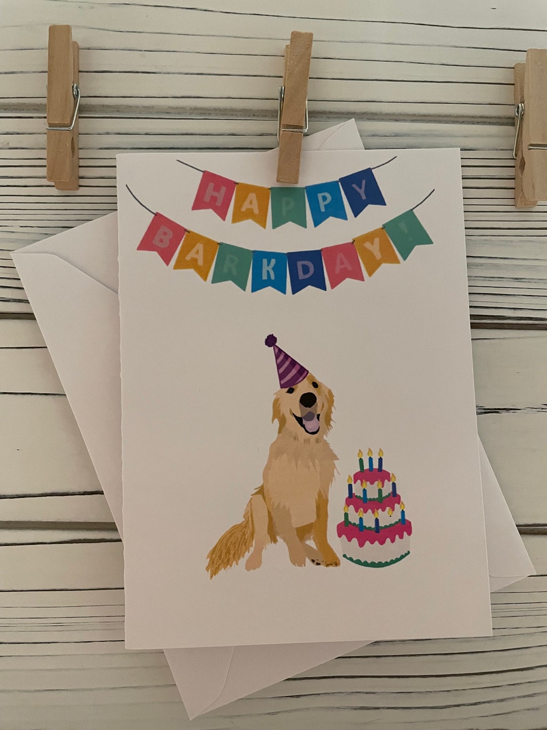 Birthday Golden Retriever Card-happy Birthday Card Golden Retriever - Etsy