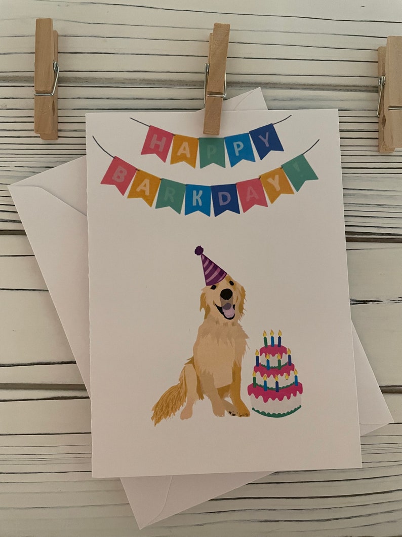Birthday Golden Retriever Card-happy Birthday Card Golden | Etsy