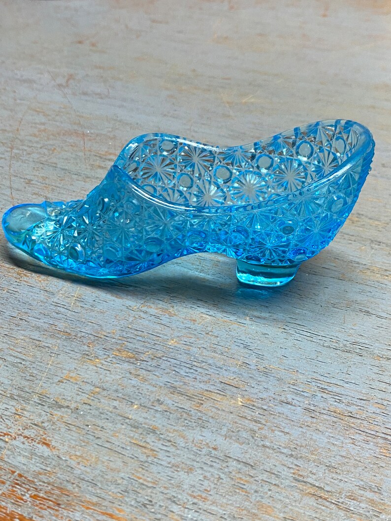 Daisy & Button Blue Glass Slipper - Etsy