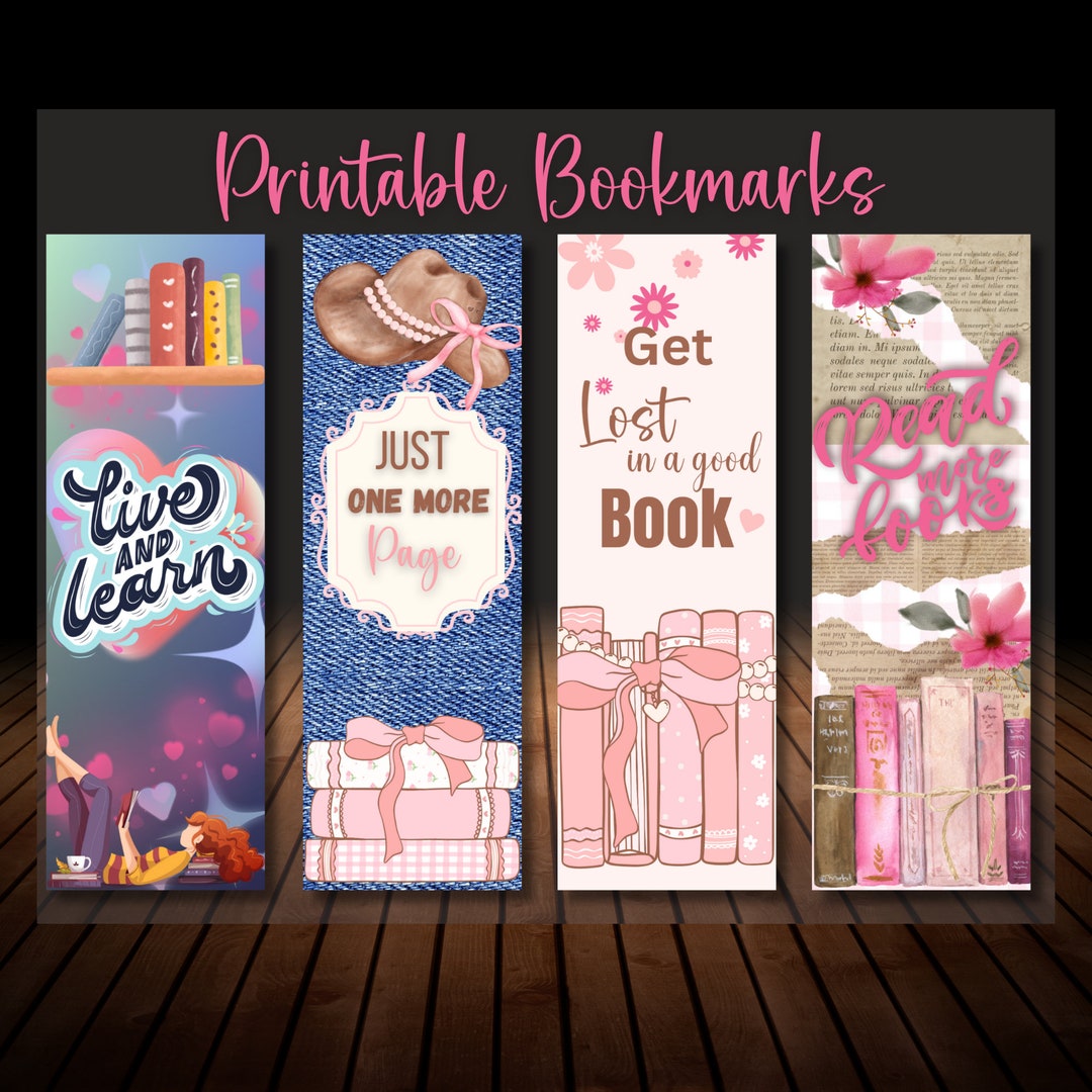 Stacked Books Printable Bookmarks for Book Lovers, Just One More Page ...