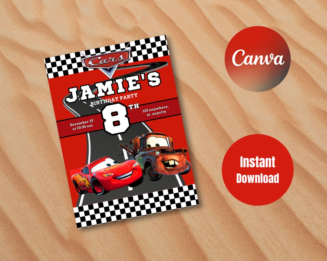 Invitación de fiesta de Cars, Invitación de cumpleaños con tema de Cars ...