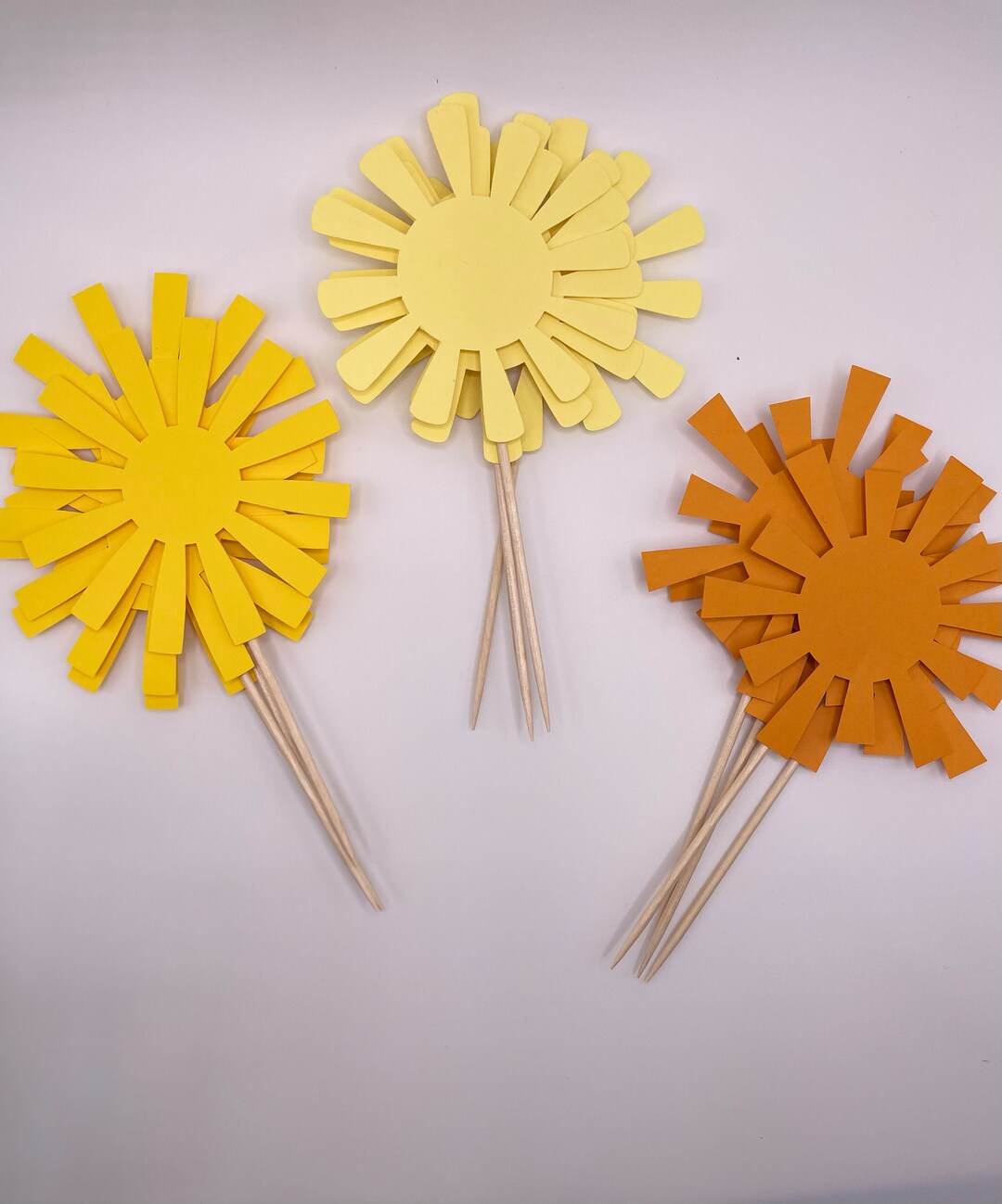 Set of 12 Sunny Cupcake Toppers Sunshine Dessert Decorations Brighten ...