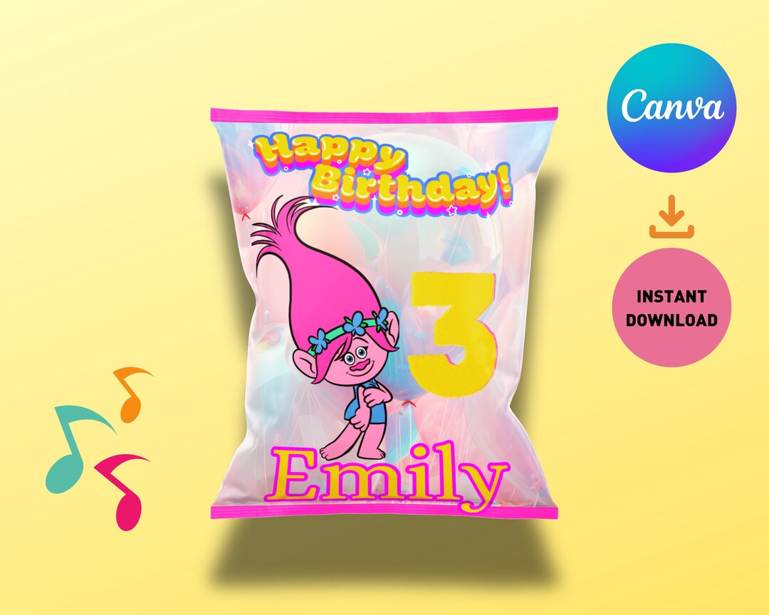 Trolls Chip Bag, Trolls Birthday Printable Party Favors , Trolls Party ...