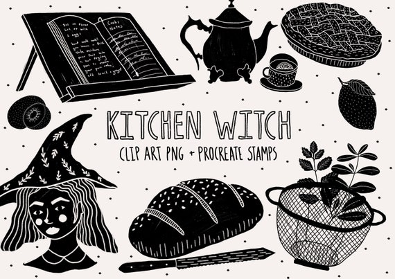 Kitchen Witch Clipart Witches Procreate Stamps Magic Clip | Etsy