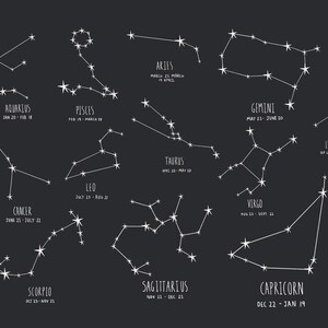 Zodiac Constellations Clipart, Star Signs Procreate Stamps, Celestial ...