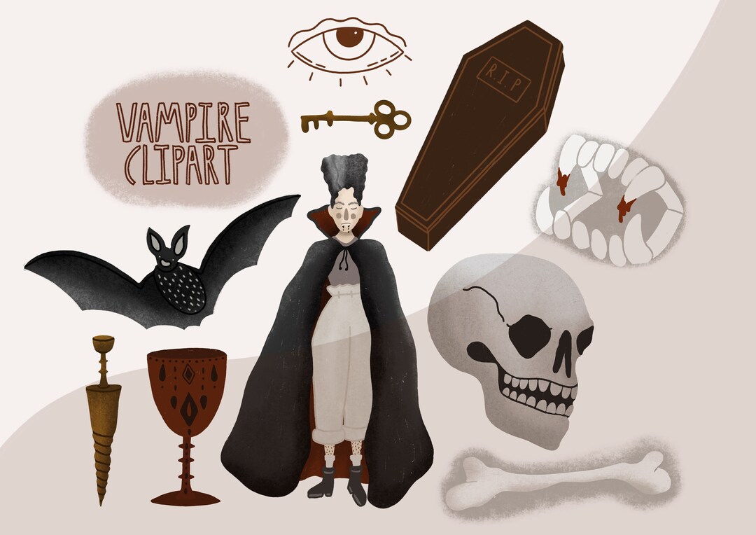 Vampire Clipart . Halloween Procreate Stamps . Fall . Autumn . Horror ...