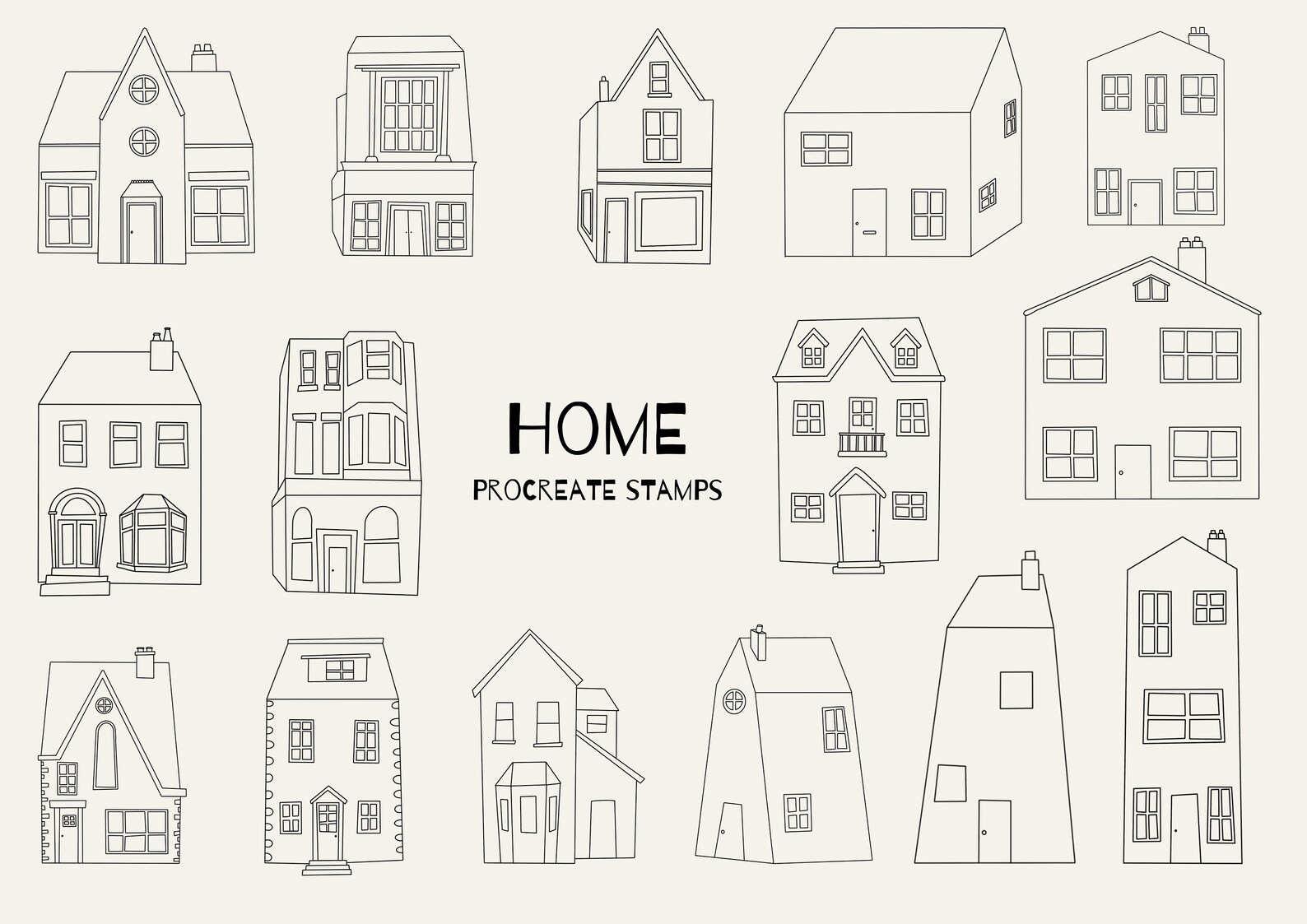 Home Procreate Stamps, Procreate Brushes, Houses, Homestead, Village ...