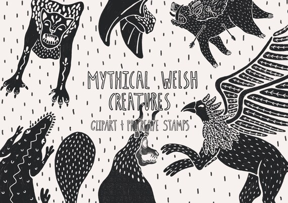 Mythical Welsh Creatures Folk Law Animals Clipart Magical | Etsy