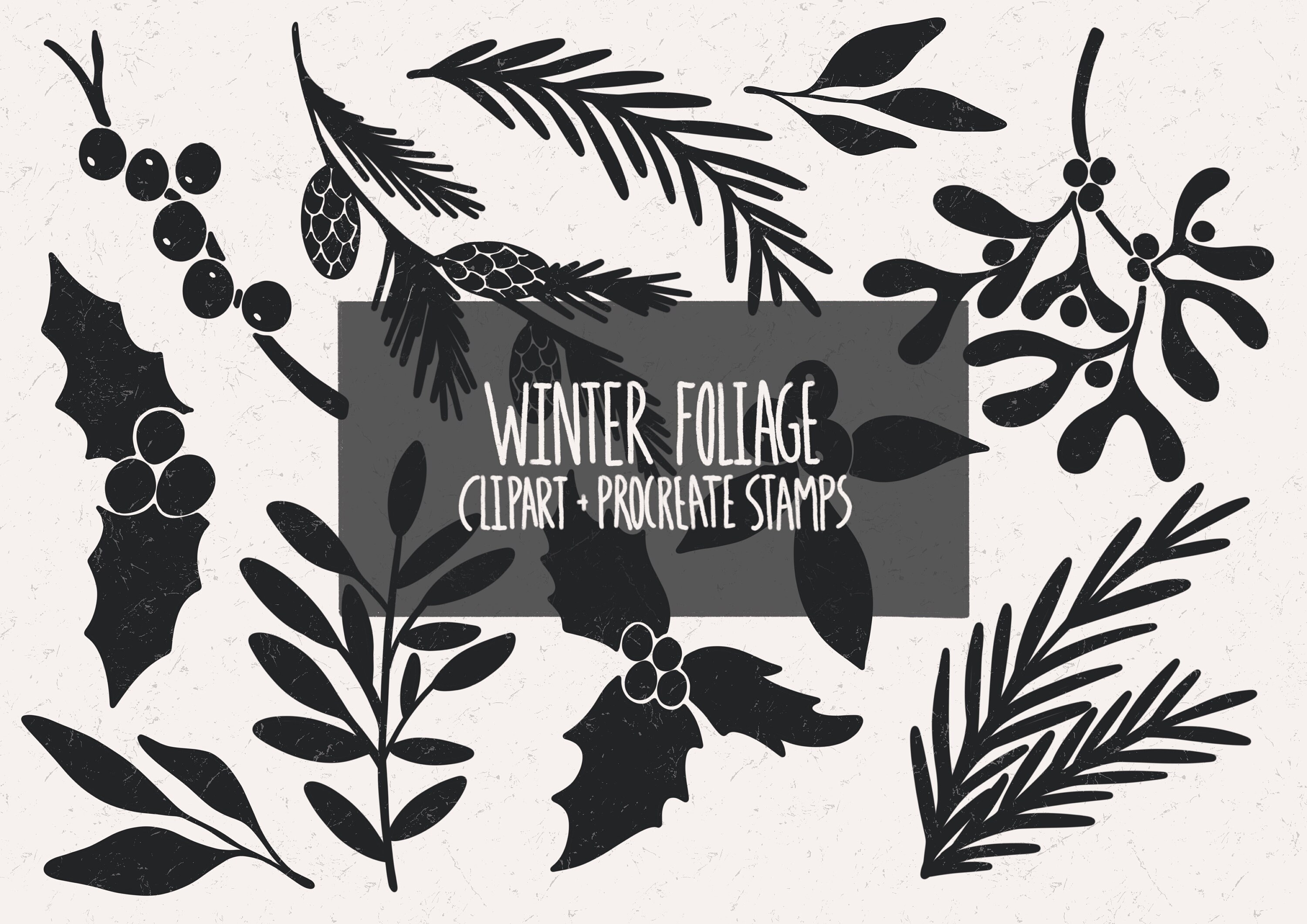 Winter Foliage Clipart, Holly Christmas Themed Procreate Stamps ...