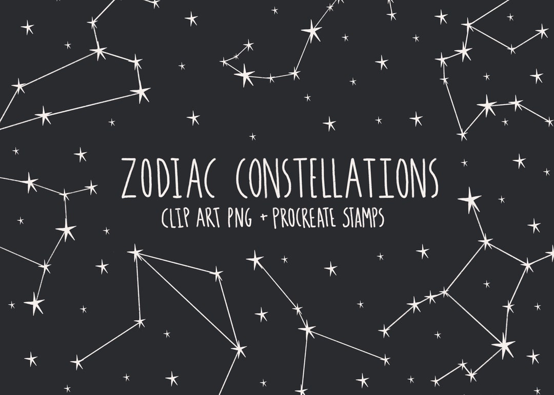 Zodiac Constellations Clipart, Star Signs Procreate Stamps, Celestial ...